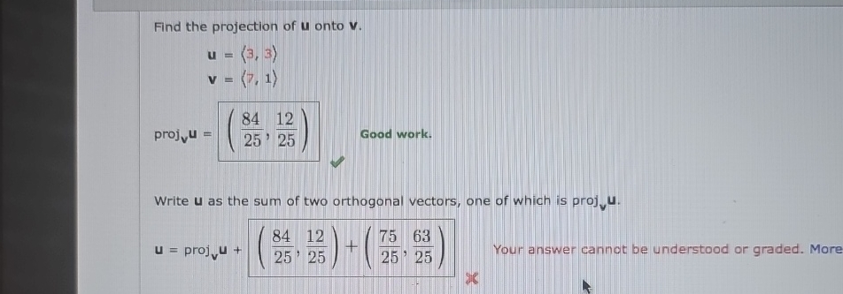 Solved Find the projection of u ﻿onto | Chegg.com
