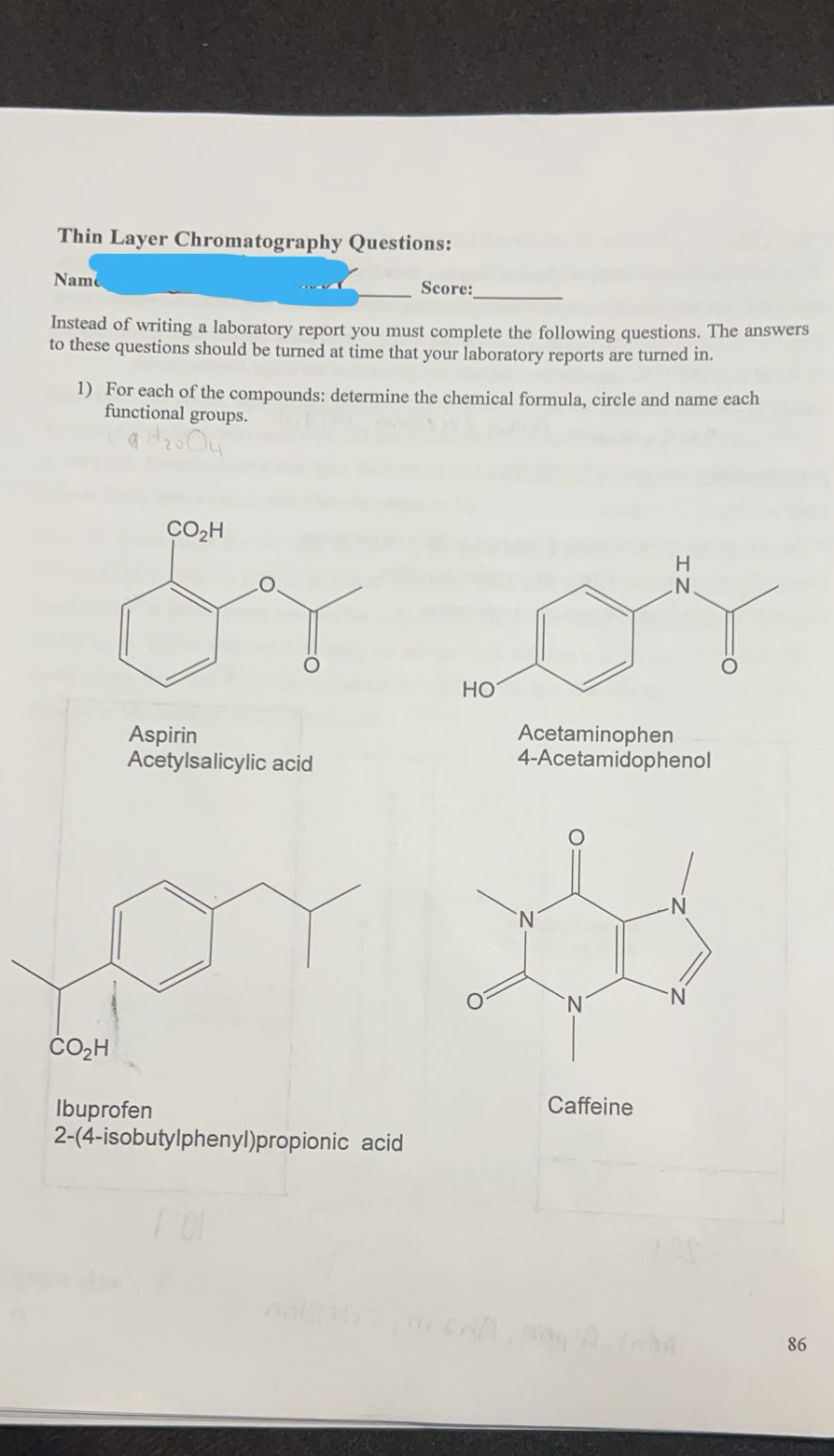 Thin Layer Chromatography Questions:NamiScoreInstead | Chegg.com