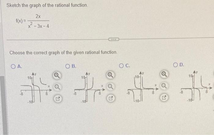 Solved Sketch the graph of the rational function. | Chegg.com