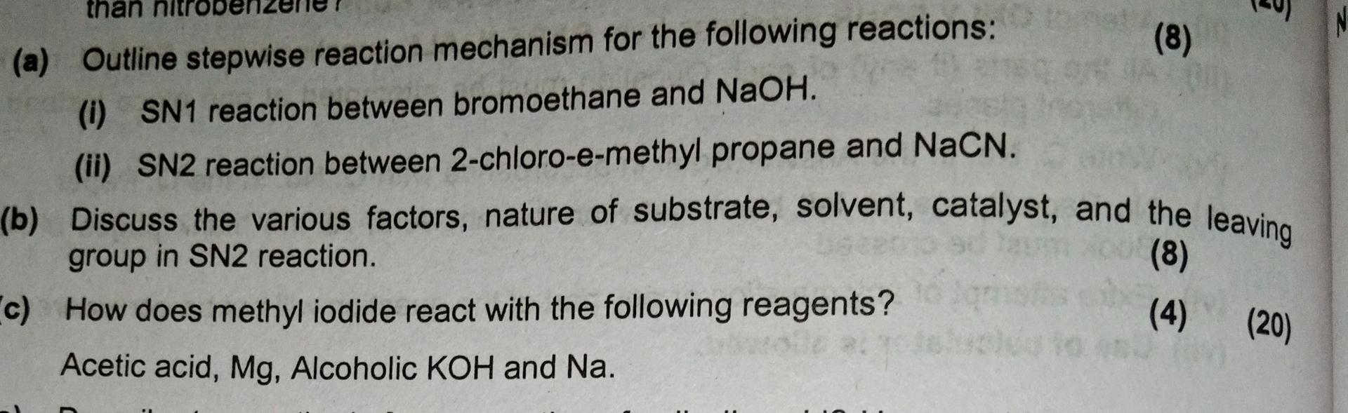 Solved (a) Outline stepwise reaction mechanism for the | Chegg.com
