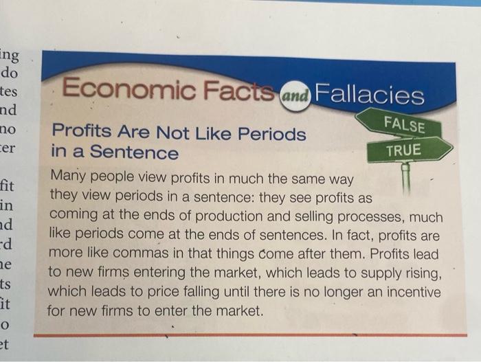 Solved ing do tes Economic Facts and Fallacies FALSE nd no | Chegg.com
