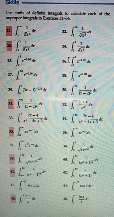 Solved Skills Use limits of definite integrals to calculate | Chegg.com Solved Skills Use limits of definite integrals to calculate | Chegg.com