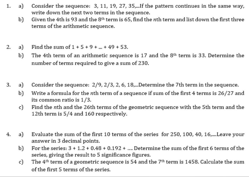 Solved a) ﻿Consider the sequence: 3,11,19,27,35,..If the | Chegg.com