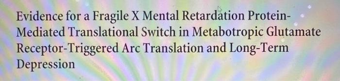 Solved Evidence for a Fragile X Mental Retardation | Chegg.com
