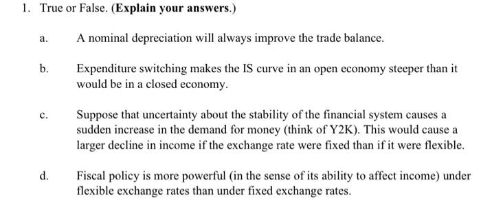 Solved 1. True or False. (Explain your answers.) a. A | Chegg.com