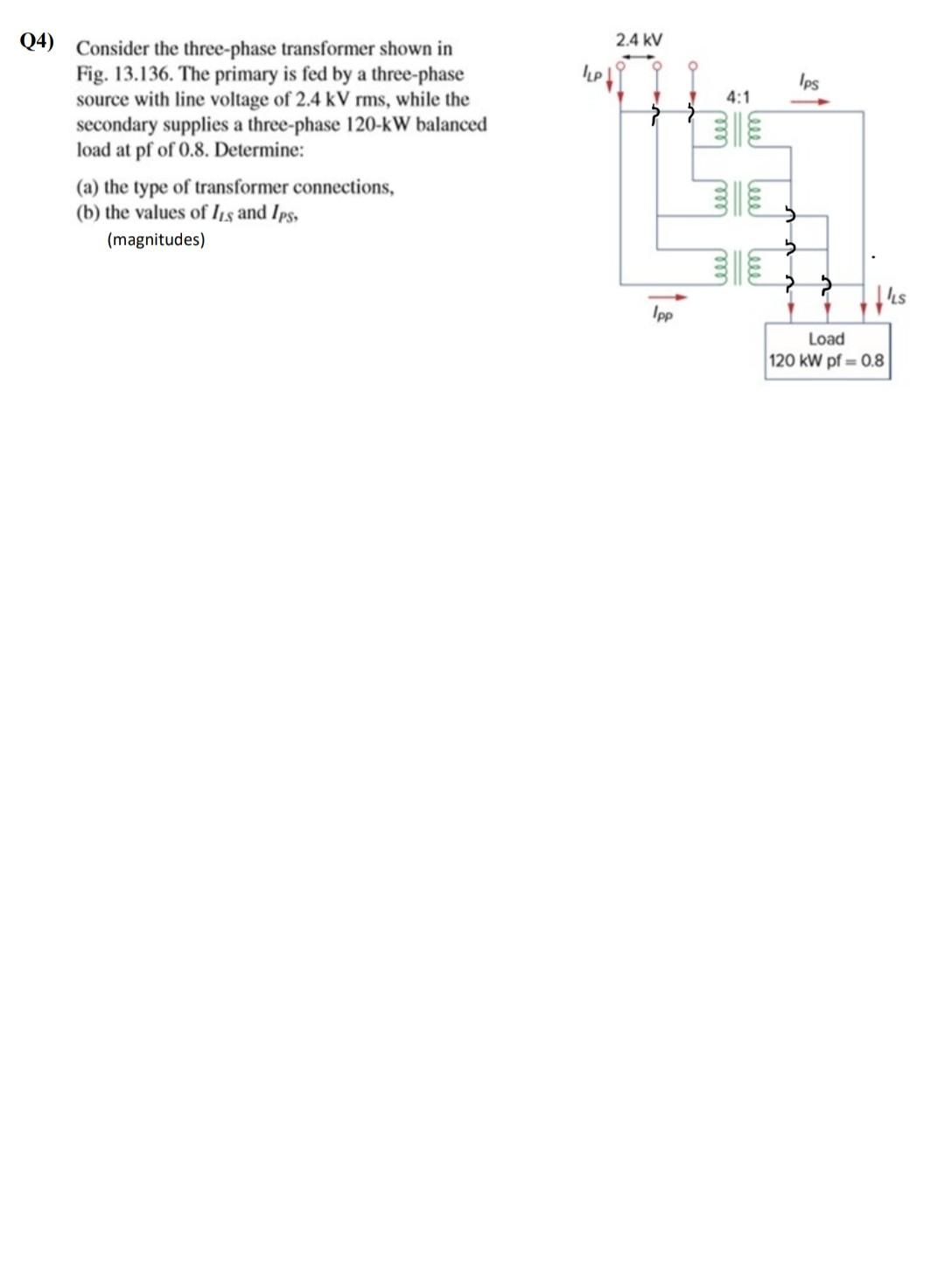 Solved Q4) Consider the three-phase transformer shown in | Chegg.com