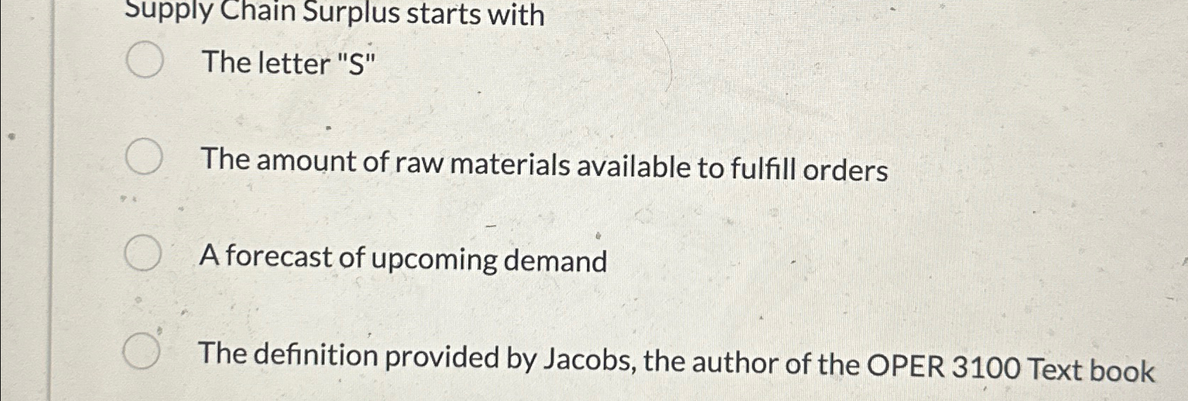 Solved Supply Chain Surplus starts withThe letter "S"The | Chegg.com