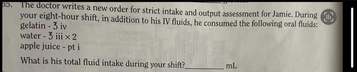 Solved The doctor writes a new order for strict intake and | Chegg.com