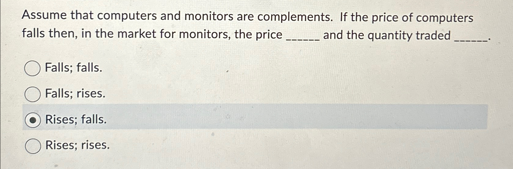 Solved Assume that computers and monitors are complements. | Chegg.com