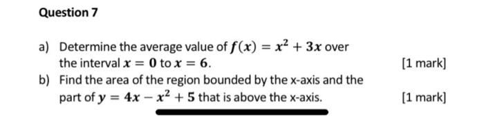 Solved a) Determine the average value of f(x)=x2+3x over the | Chegg.com