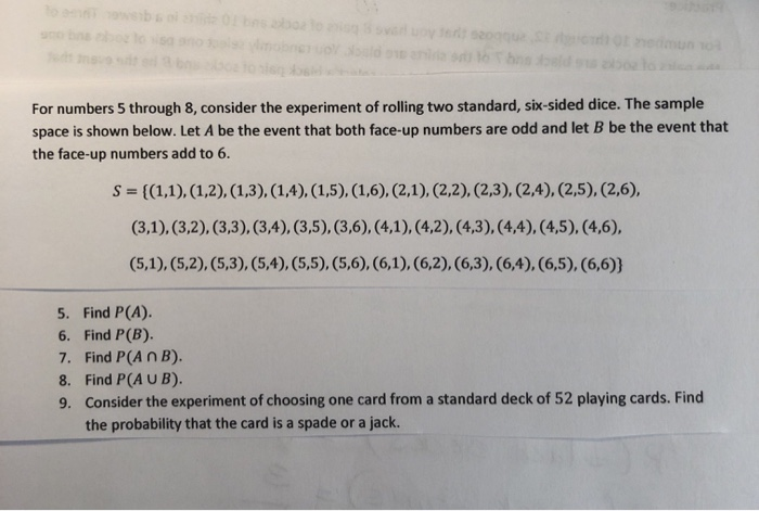 Solved For numbers 5 through 8, consider the experiment of | Chegg.com