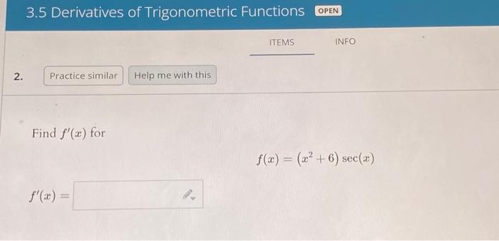 Solved Find f′(x) for f(x)=4x2+2sin(x)2sin(x) f′(x)=Find | Chegg.com