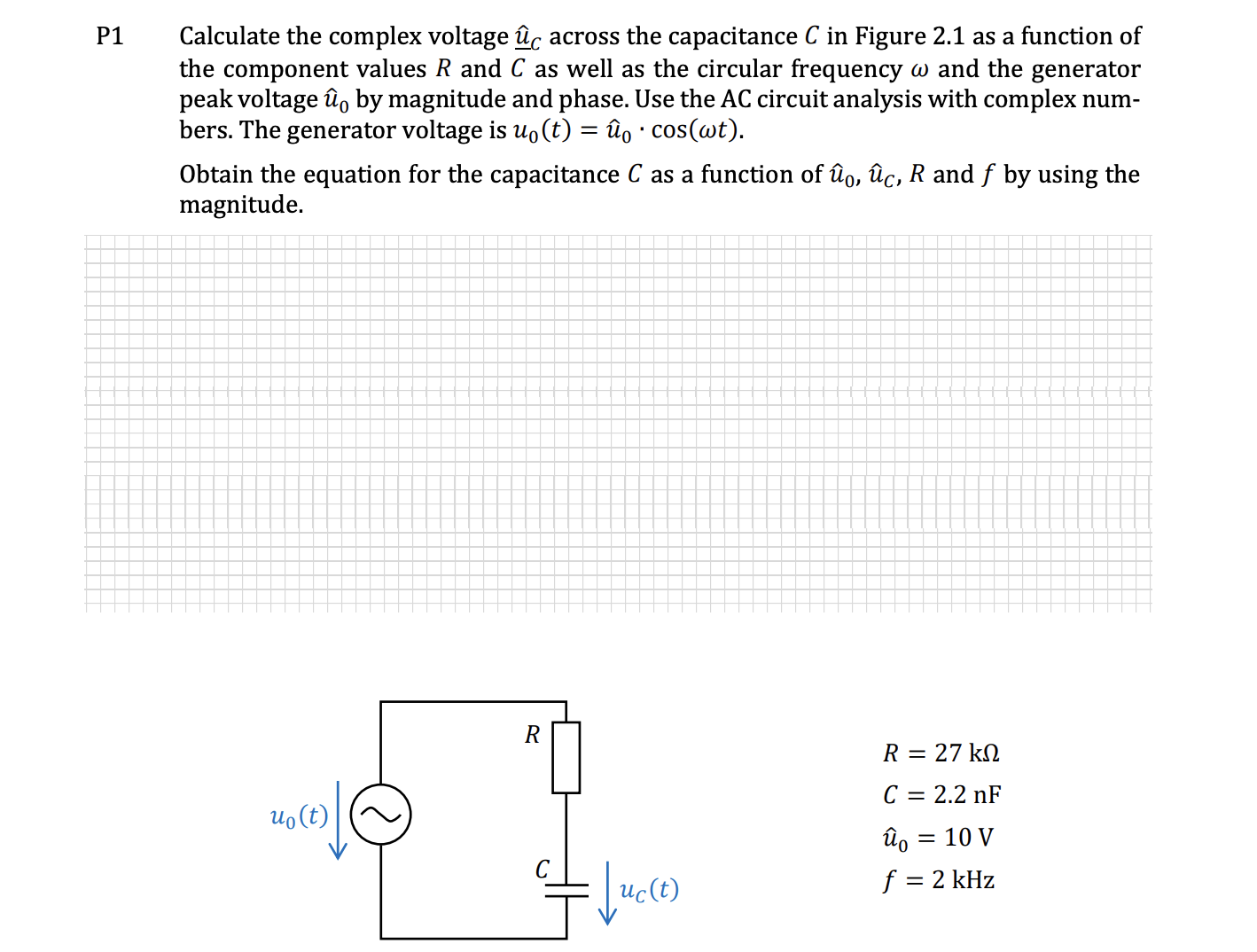 Solved P1 ﻿Calculate the complex voltage across the | Chegg.com