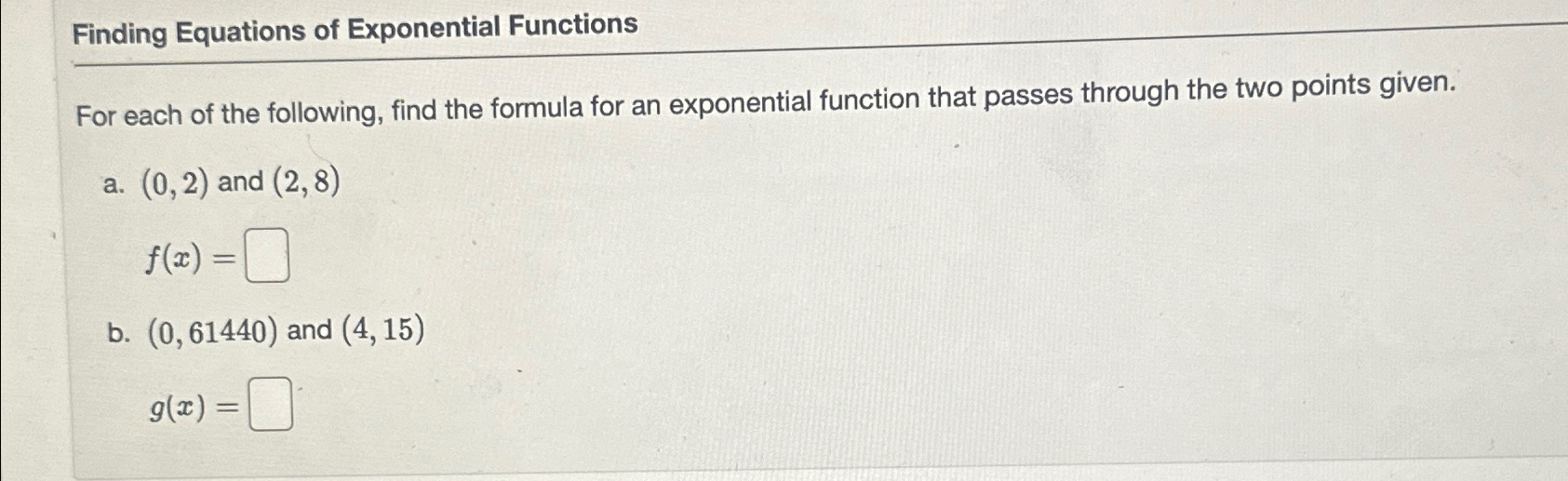 Solved Finding Equations of Exponential FunctionsFor each of | Chegg.com