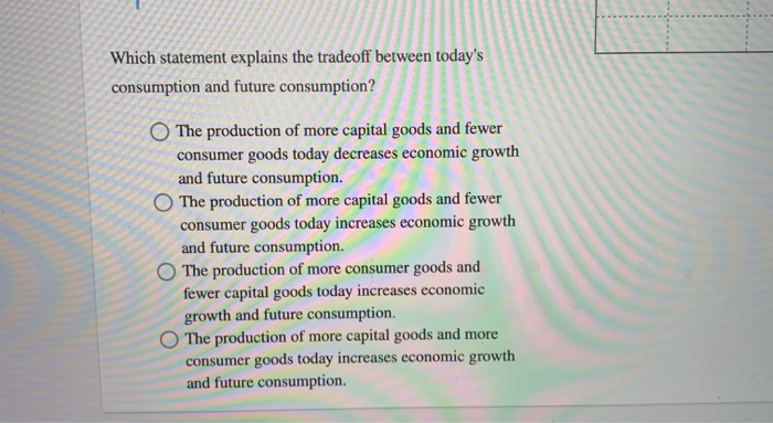 Solved Which statement explains the tradeoff between today's | Chegg.com