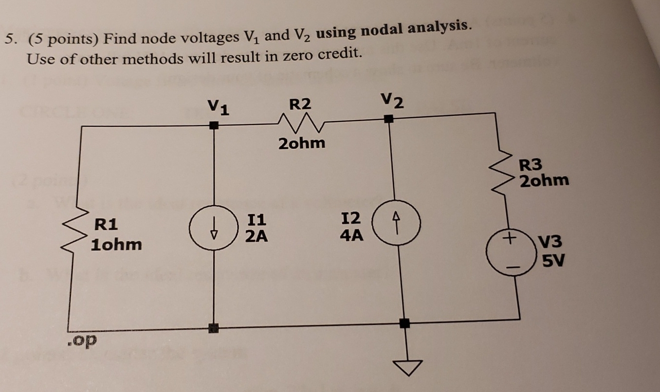 Solved ( 5 ﻿points) ﻿Find node voltages V1 ﻿and V2 ﻿using | Chegg.com