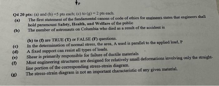 Solved Q4 20 pts: (a) and (b) =5pts each; (c) to (g)=2 pts | Chegg.com