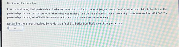 Solved Liquidating Partnerships Prior to liquidating their | Chegg.com