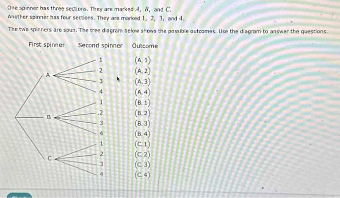 Solved One spinner has three sections. They are marked A,B, | Chegg.com