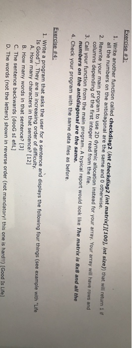 Solved Using C language geany. please label the 2 exercises | Chegg.com