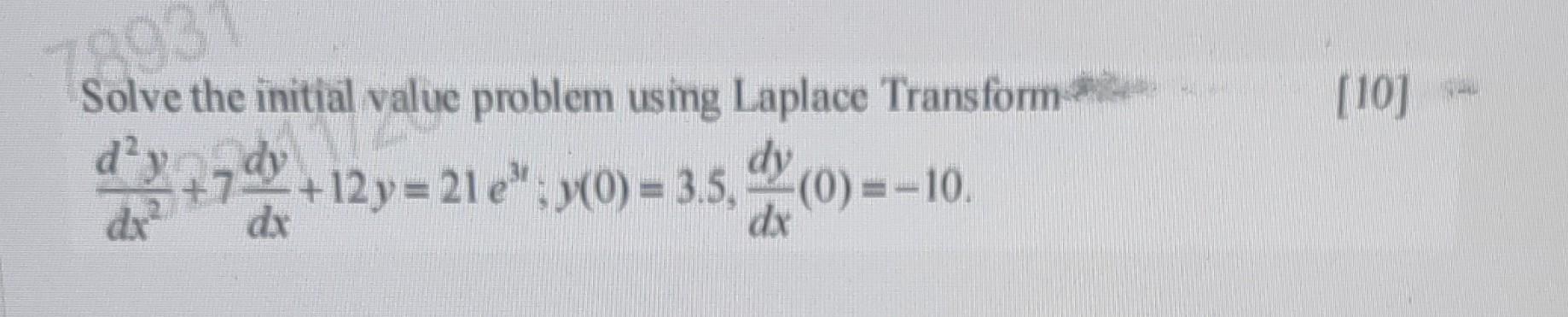 Solved Solve the initial value problem using Laplace | Chegg.com