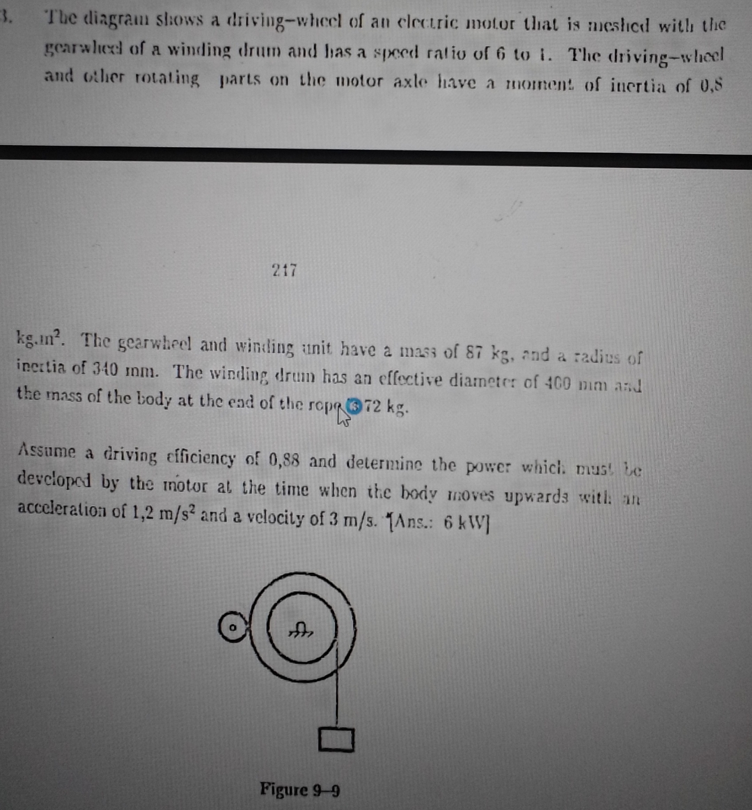 Solved kg*m2. ﻿The gearwheel and winding unit have a mass of | Chegg.com