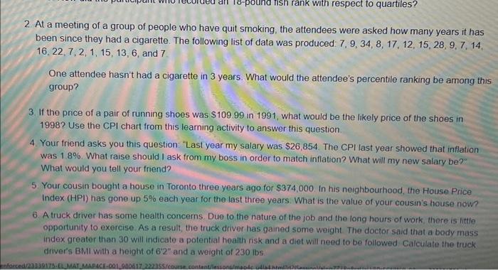 Solved 18-pound fish rank with respect to quartiles? 2. At a | Chegg.com