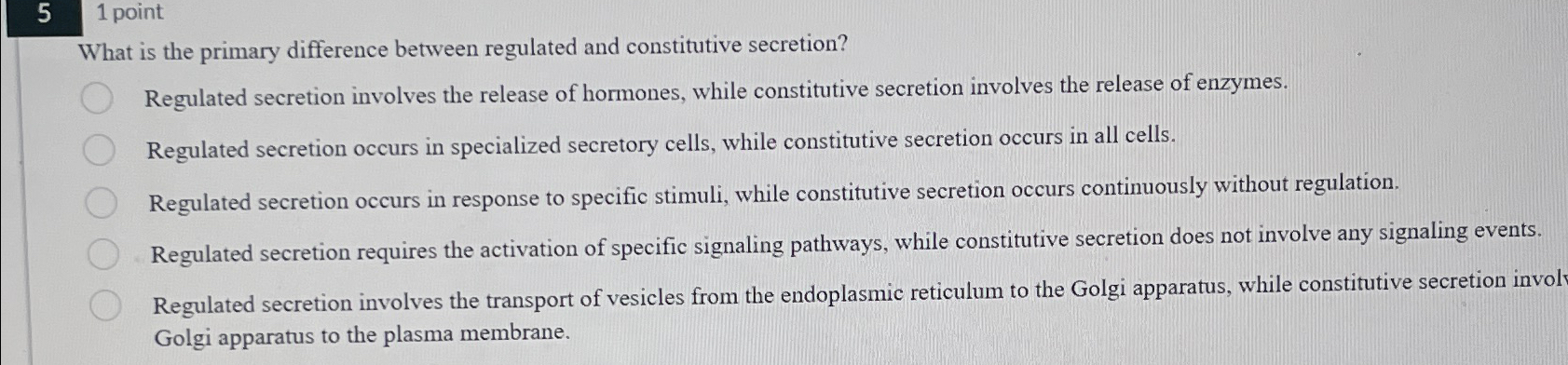 Solved 5 1 ﻿pointWhat is the primary difference between | Chegg.com
