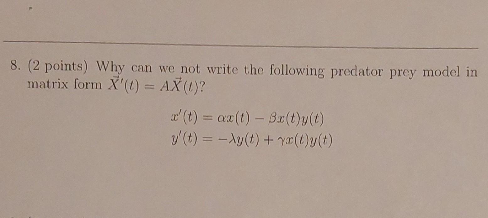 Solved 8. (2 points) Why can we not write the following | Chegg.com Solved 8. (2 points) Why can we not write the following | Chegg.com