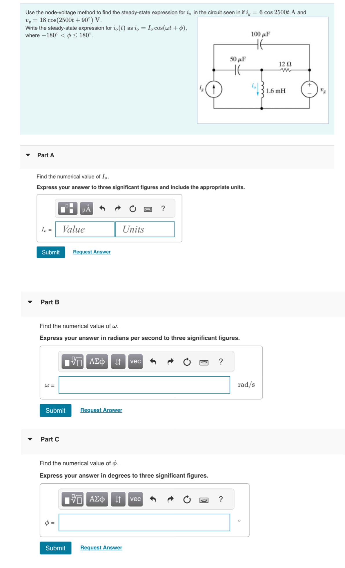 Solved Use the node-voltage method to find the steady-state | Chegg.com