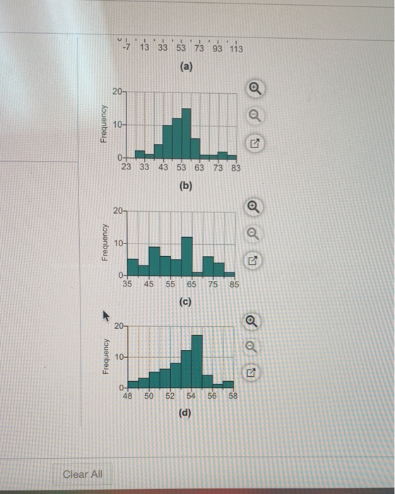 Solved Match the histograms on the right to the summary | Chegg.com
