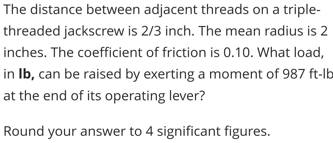 Solved The distance between adjacent threads on a triple- | Chegg.com