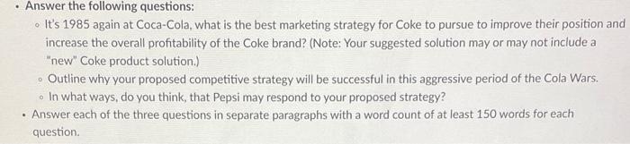 Solved As the marketing research manager for Coca-Cola, your | Chegg.com