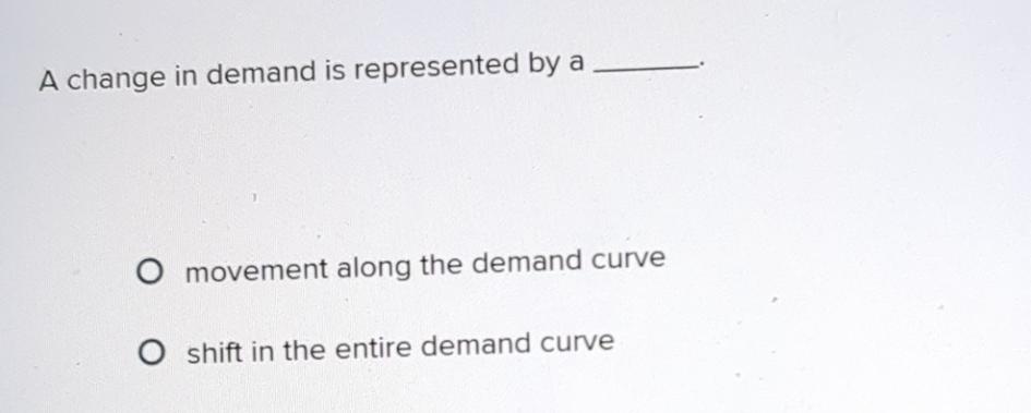 Solved A change in demand is represented by amovement along | Chegg.com