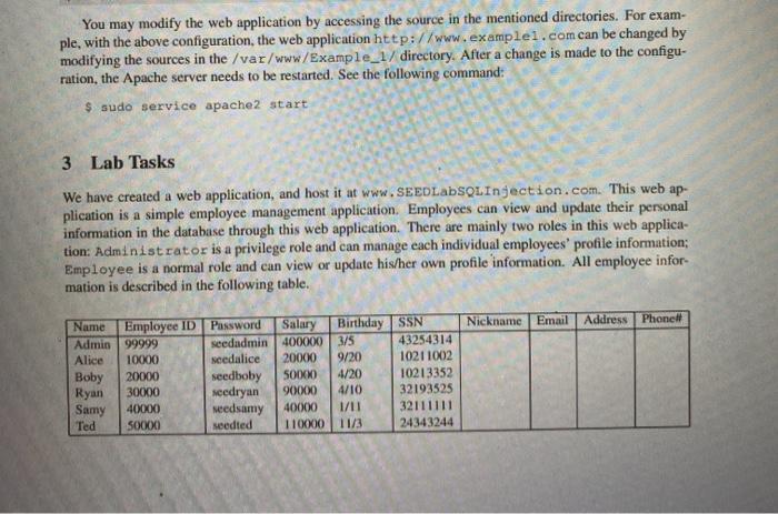 Solved SEED Labs - SQL Injection Attack Lab 3.1 Task 1: Get | Chegg.com