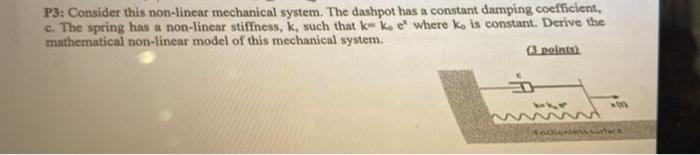 Solved P3: Consider this non-linear mechanical system. The | Chegg.com