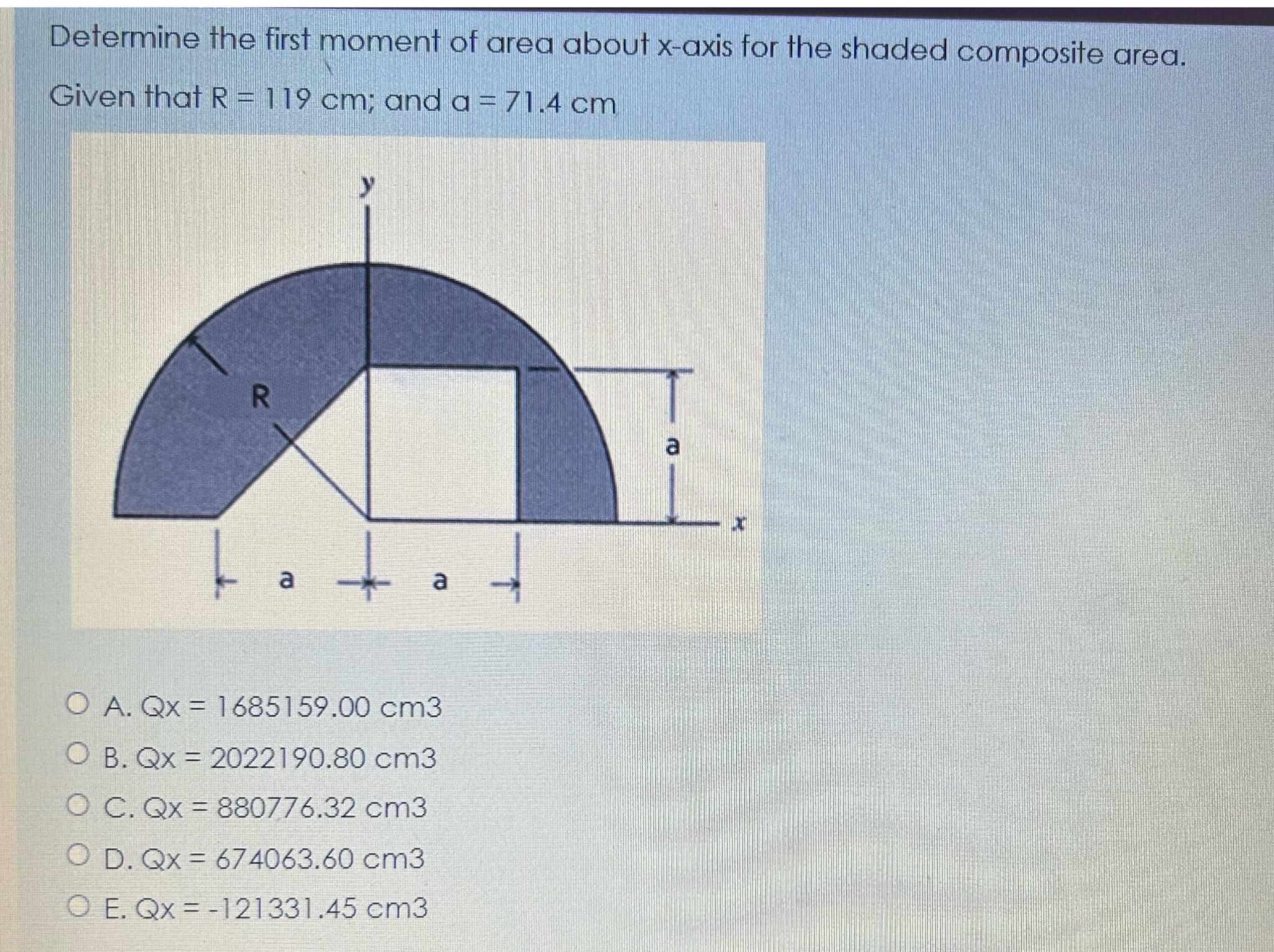 Solved Determine the first moment of area about x-axis for | Chegg.com