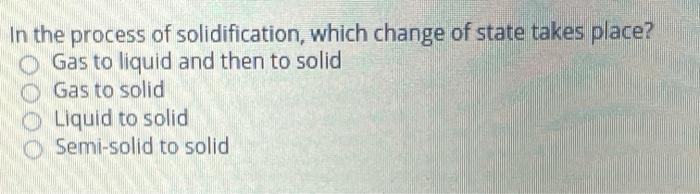 Solved In the process of solidification, which change of | Chegg.com