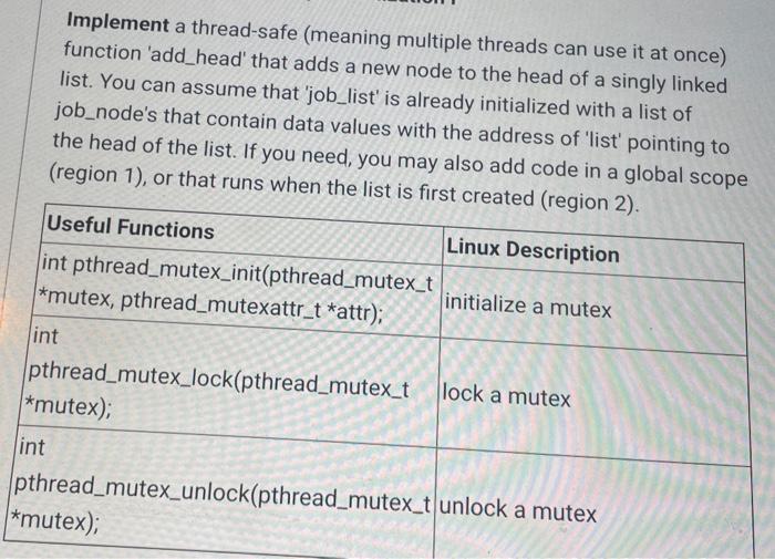 Solved Implement a thread-safe (meaning multiple threads can | Chegg.com