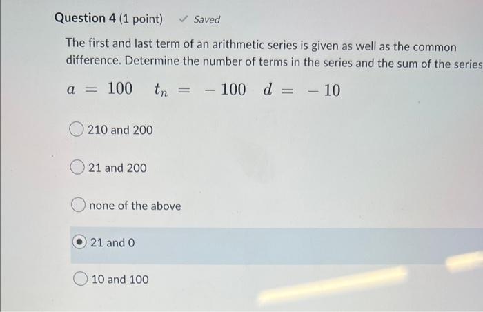 Solved The first and last term of an arithmetic series is | Chegg.com