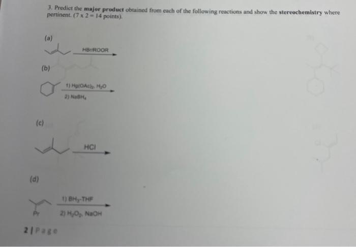 Solved 3. Predict the major product obtained from each of | Chegg.com
