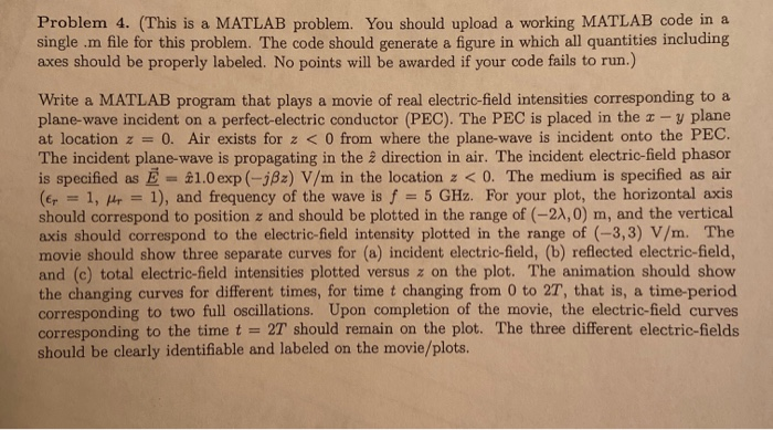Problem 4. (This is a MATLAB problem. You should | Chegg.com