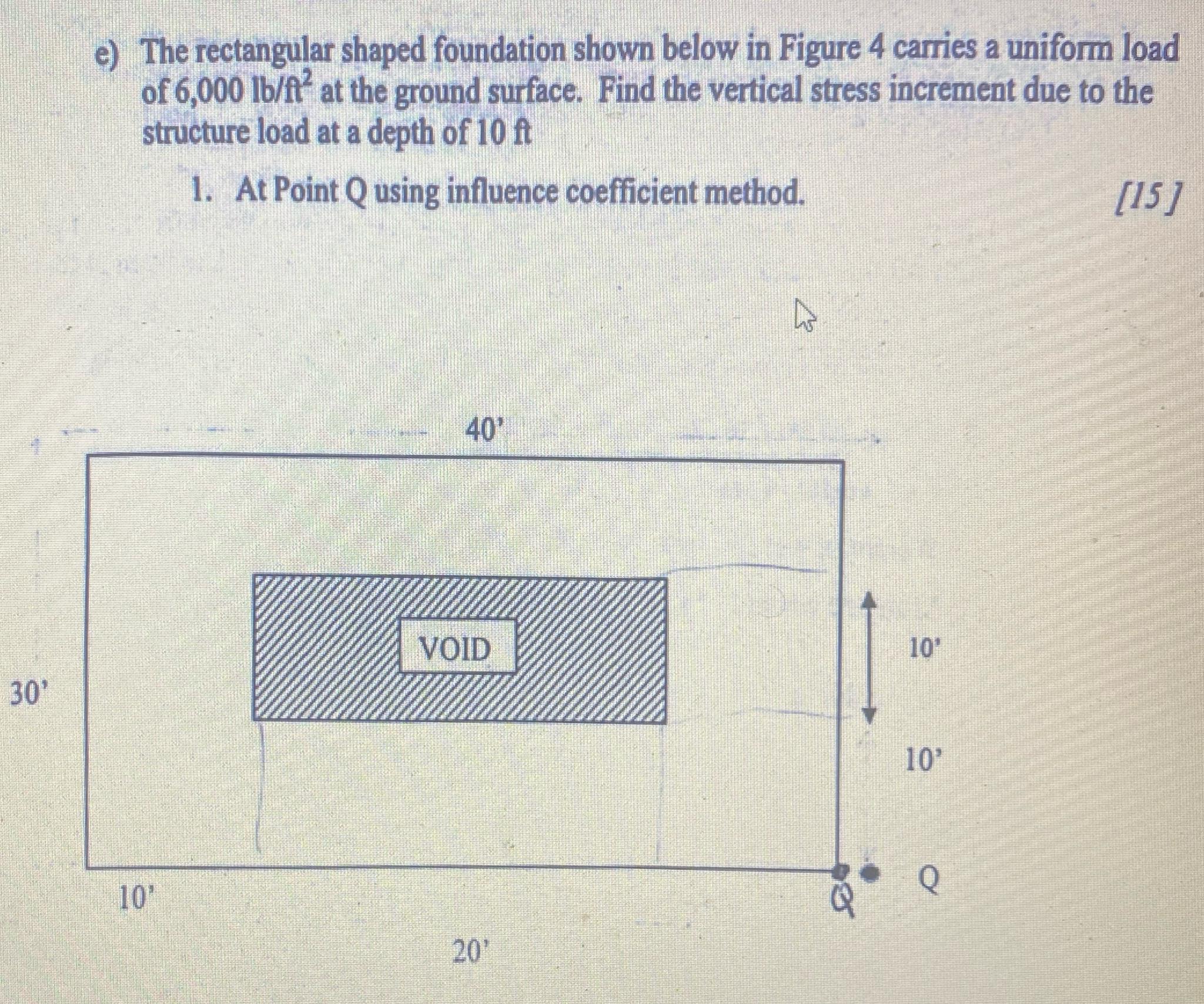 Solved e) ﻿The rectangular shaped foundation shown below in | Chegg.com