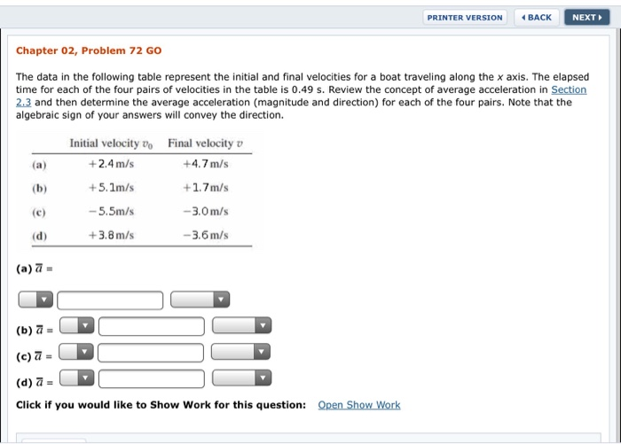 Solved PRINTER VERSION 4 BACK NEXT Chapter 02, Problem 72 GO | Chegg.com