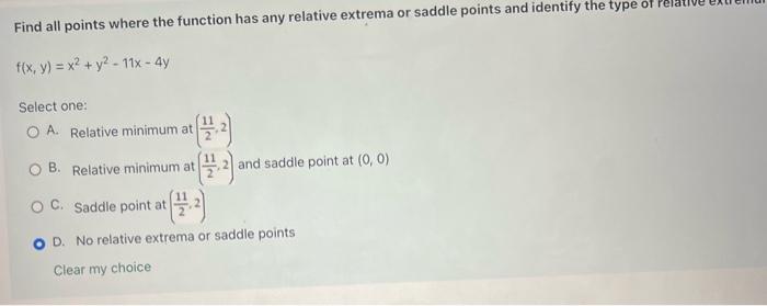 Solved Find all points where the function has any relative | Chegg.com