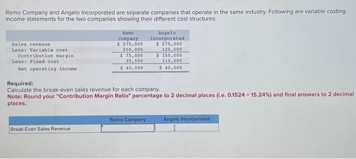 Solved Remo Company and Angelo Incorporated are separate | Chegg.com