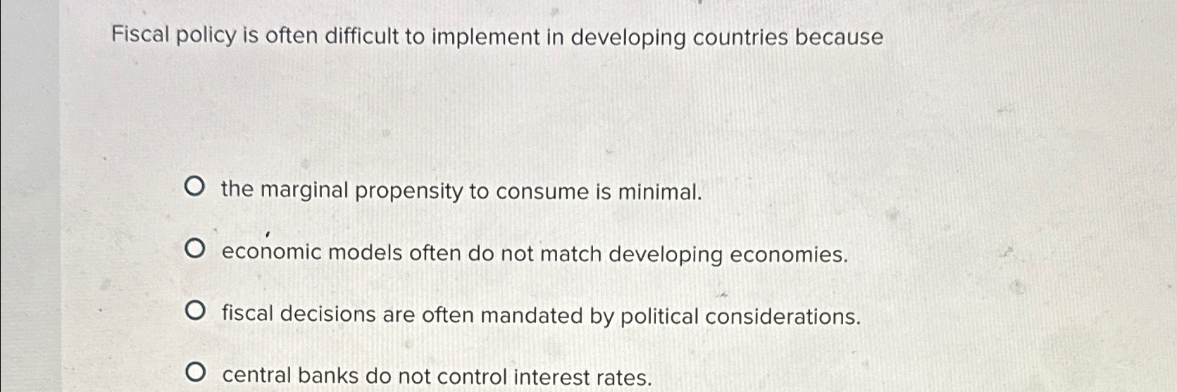 Solved Fiscal policy is often difficult to implement in | Chegg.com
