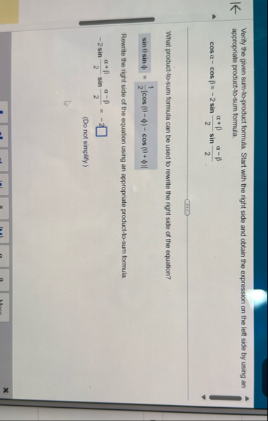 Solved Verify the given sum-to-product formula. Start with | Chegg.com