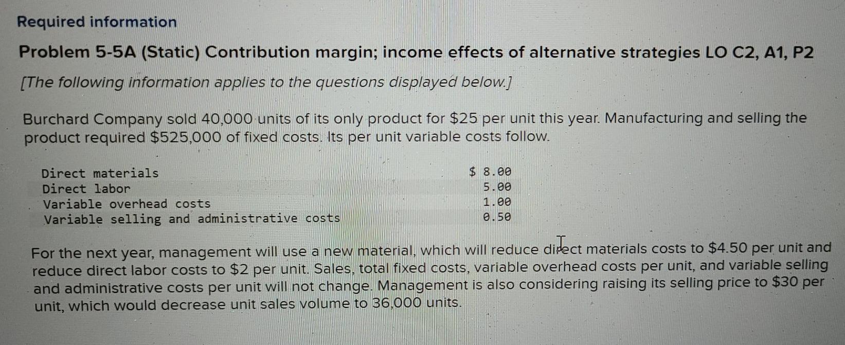 Solved Required information Problem 5-5A (Static) | Chegg.com Solved Required information Problem 5-5A (Static) | Chegg.com