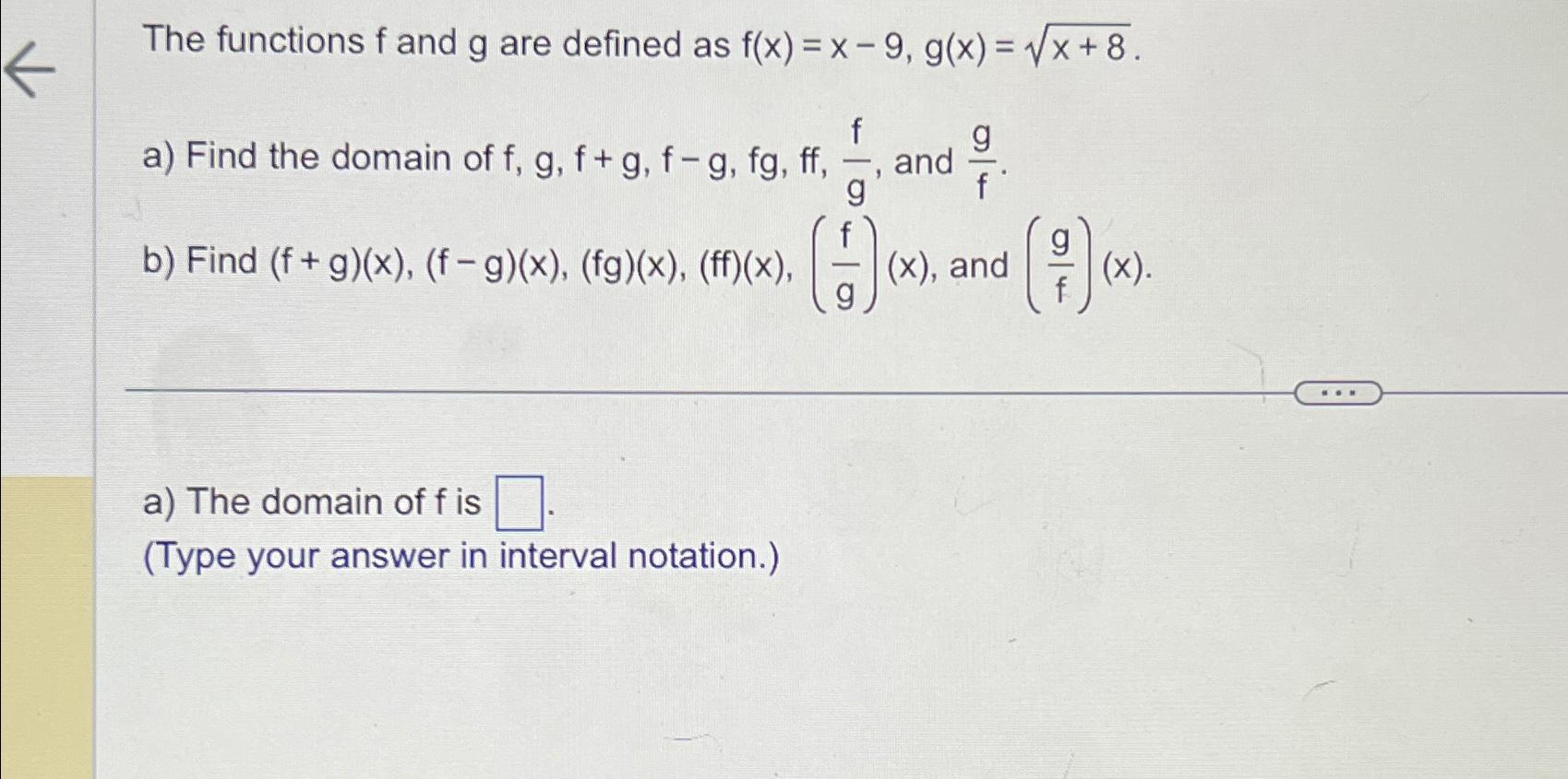 Solved The functions f ﻿and g ﻿are defined as | Chegg.com